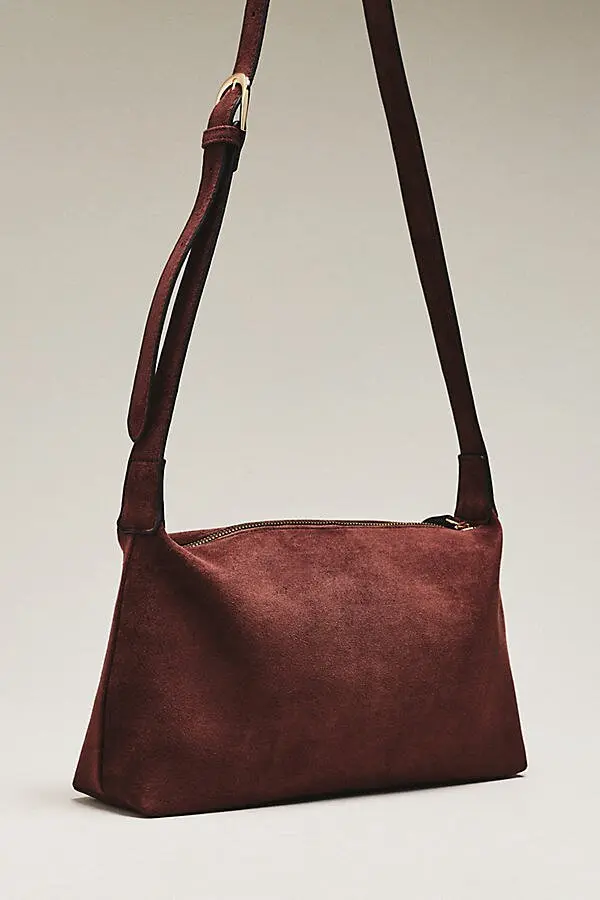 Anthropologie Faux Suede Slouchy Shoulder Bag - Chocolate
