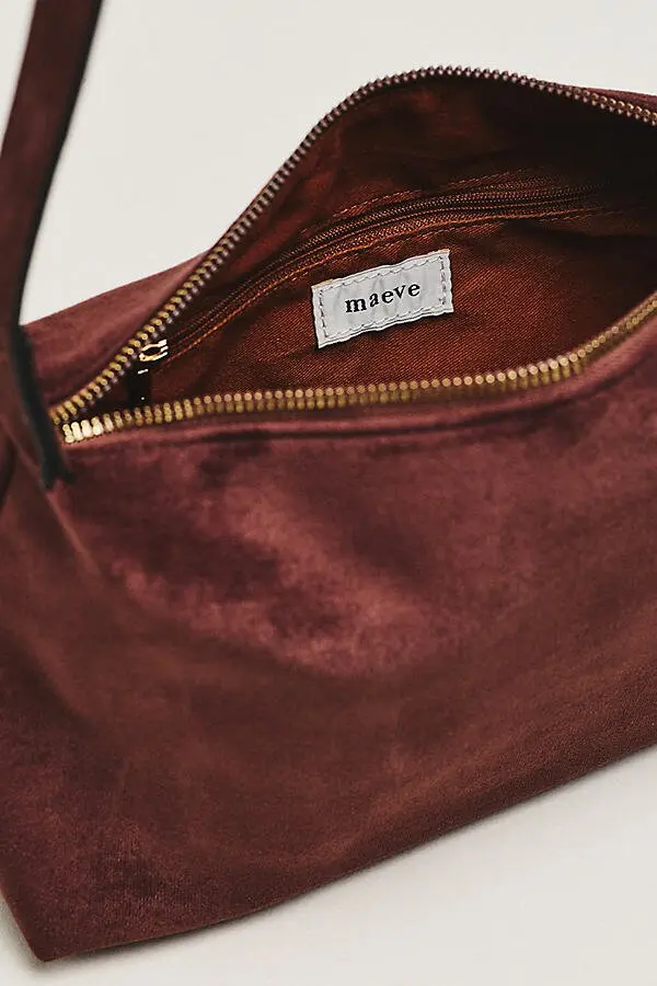 Anthropologie Faux Suede Slouchy Shoulder Bag - Chocolate