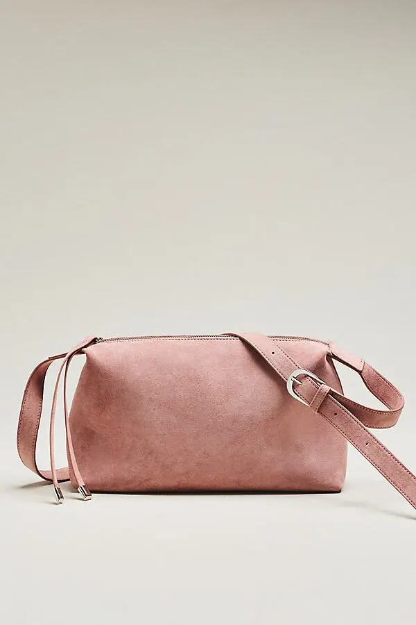 Anthropologie Faux Suede Slouchy Shoulder Bag - Pink
