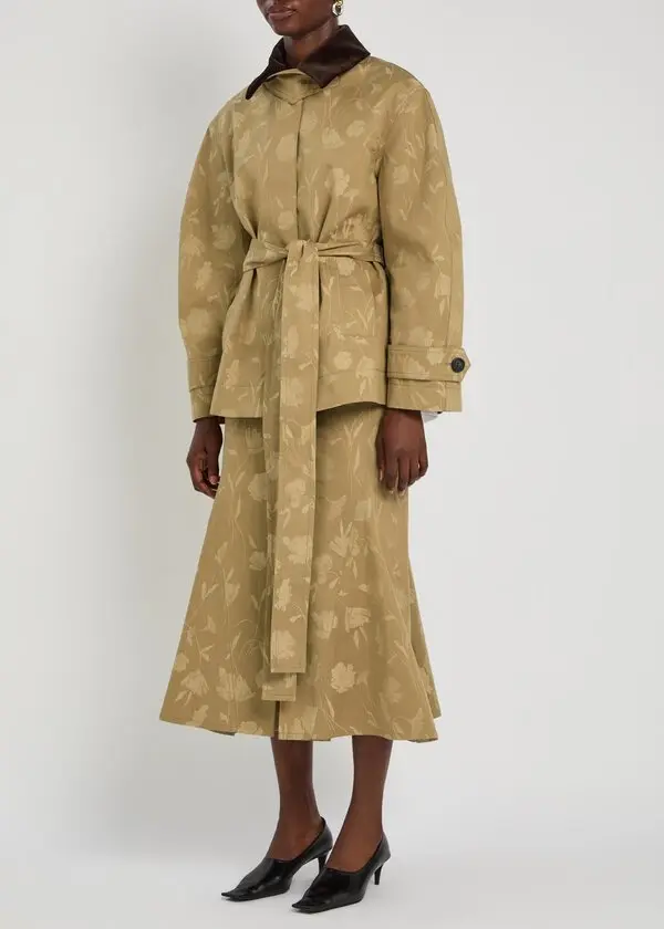 Erdem Floral Jacquard Belted Cotton Jacket