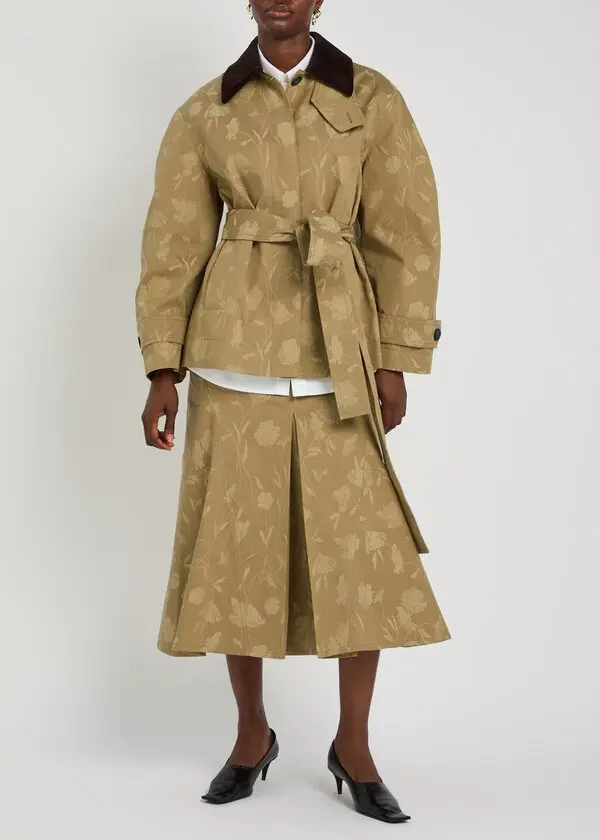 Erdem Floral Jacquard Belted Cotton Jacket