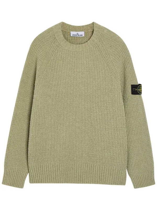 Stone Island Ribbed Bouclé Cotton-blend Jumper - Green Light