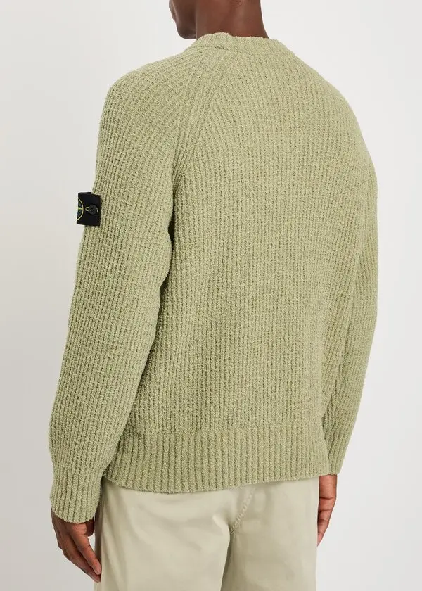 Stone Island Ribbed Bouclé Cotton-blend Jumper - Green Light