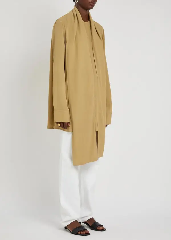 TOTEME Draped Scarf Woven Blouse