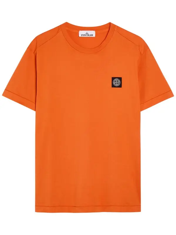 Stone Island Compass Logo Cotton T-shirt - Orange