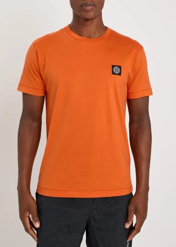 Stone Island Compass Logo Cotton T-shirt - Orange