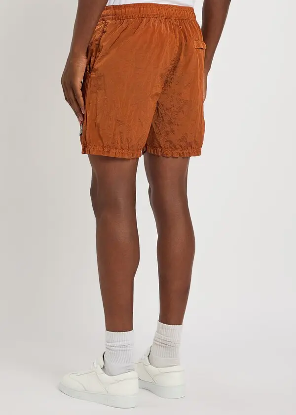 Stone Island Appliquéd Nylon Shorts - Orange