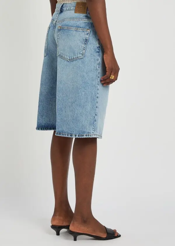 TOTEME Longline Denim Board Shorts - Light Blue