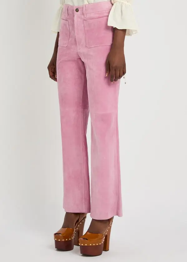 Chloé Flared-leg Suede Trousers