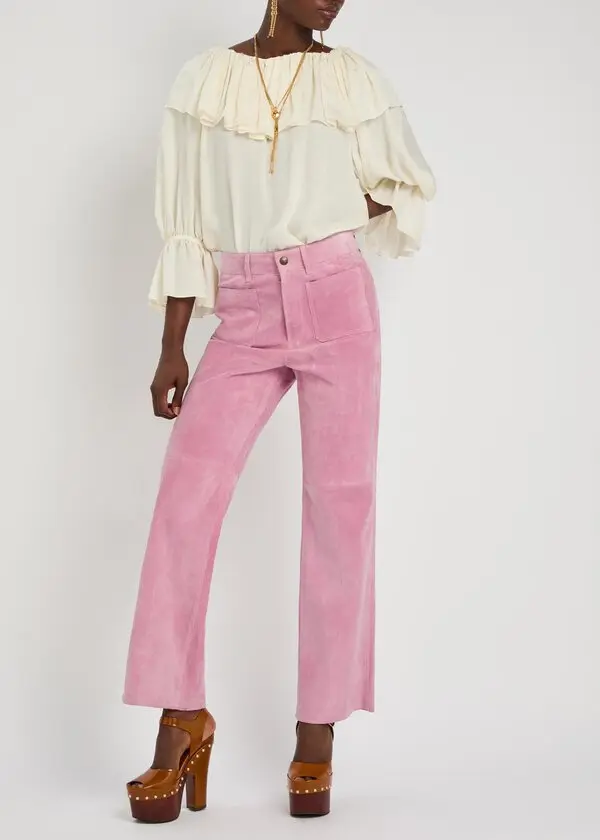 Chloé Flared-leg Suede Trousers