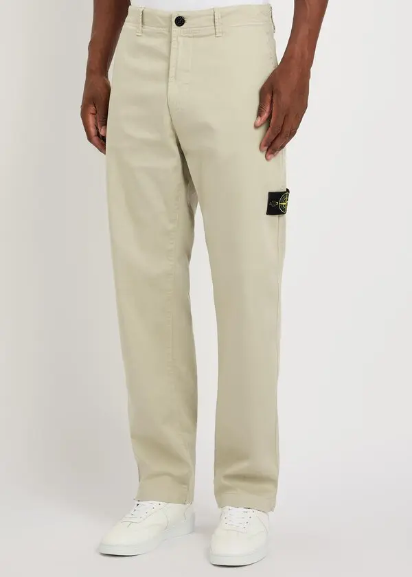 Stone Island Logo Stretch-cotton Trousers