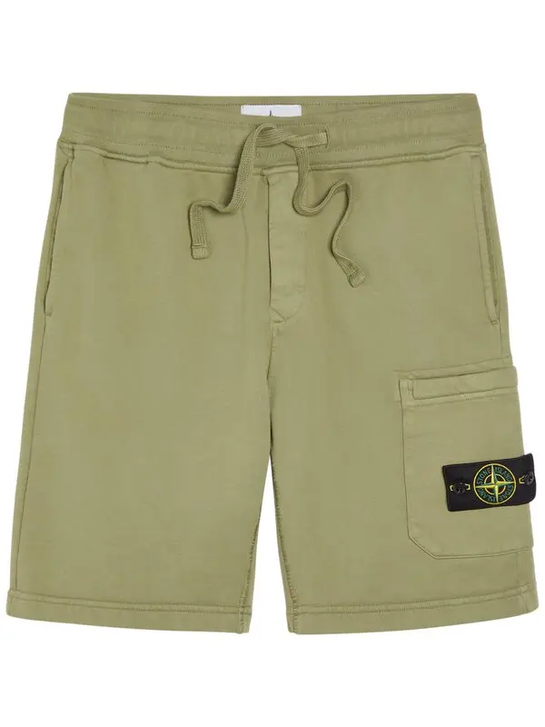 Stone Island Logo Cotton Shorts
