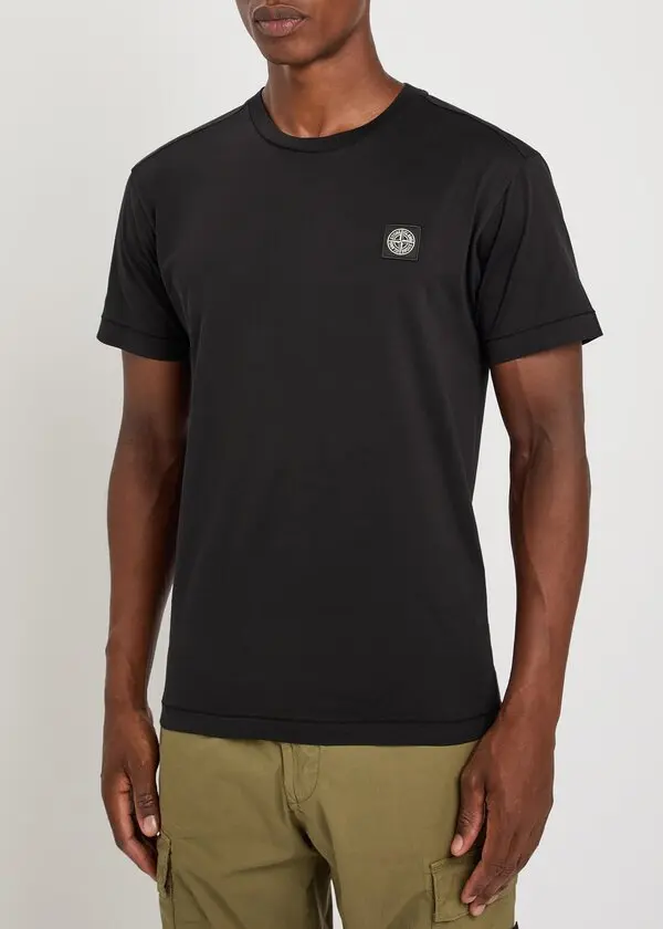 Stone Island Compass Logo Cotton T-shirt - Black