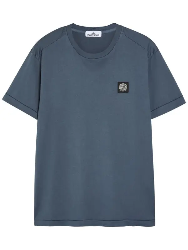 Stone Island Compass Logo Cotton T-shirt - Blue Dark