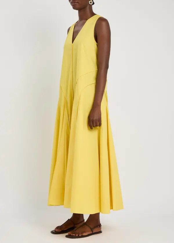 Another Tomorrow Panelled Cotton-poplin Maxi Dress