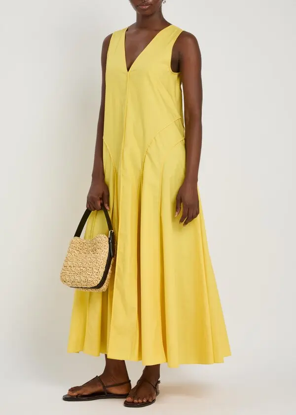 Another Tomorrow Panelled Cotton-poplin Maxi Dress