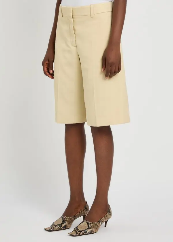 Another Tomorrow Tailored Wide-leg Bermuda Shorts