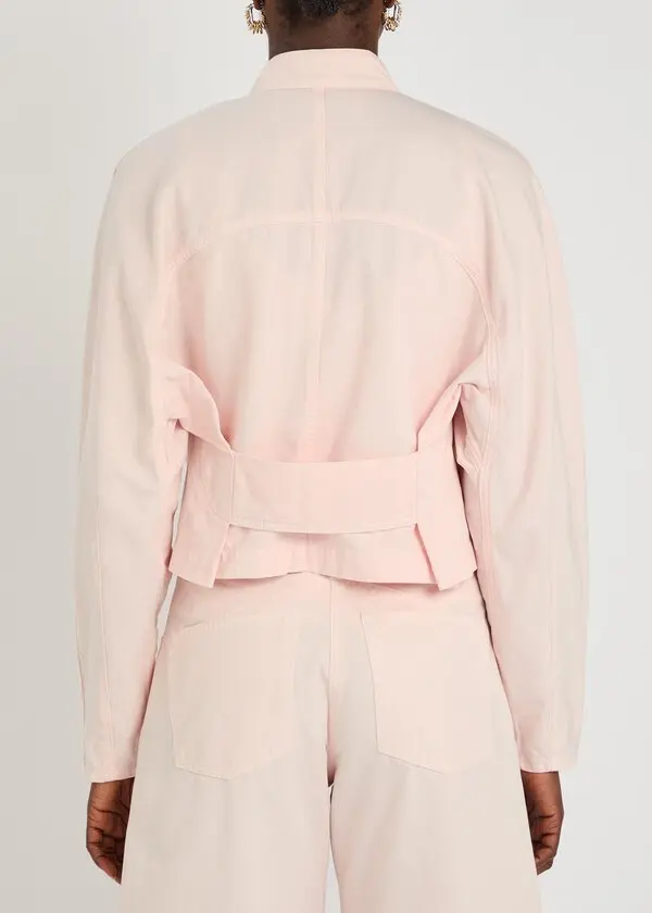 Alaïa Cropped Denim Jacket - Light Pink