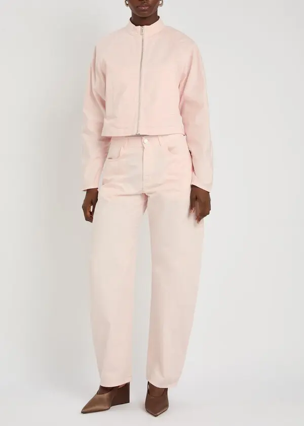 Alaïa Cropped Denim Jacket - Light Pink