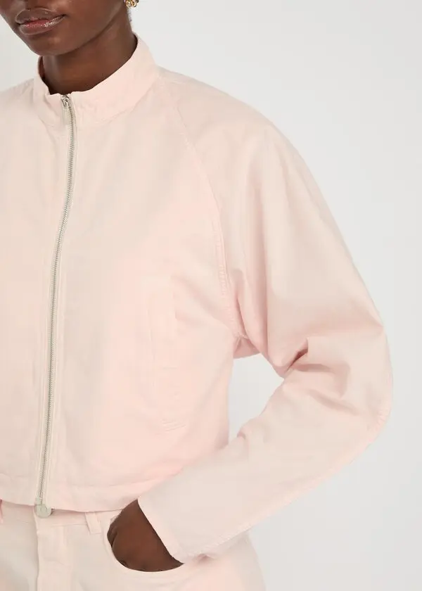 Alaïa Cropped Denim Jacket - Light Pink
