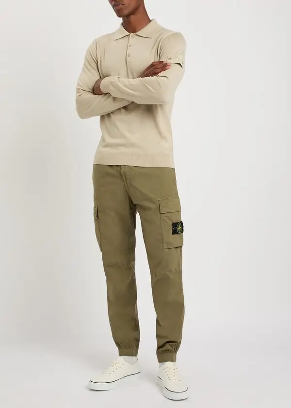 Stone Island Logo Stretch-cotton Cargo Trousers