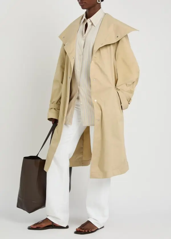 TOTEME Oversized Cotton-poplin Trench Coat - Beige