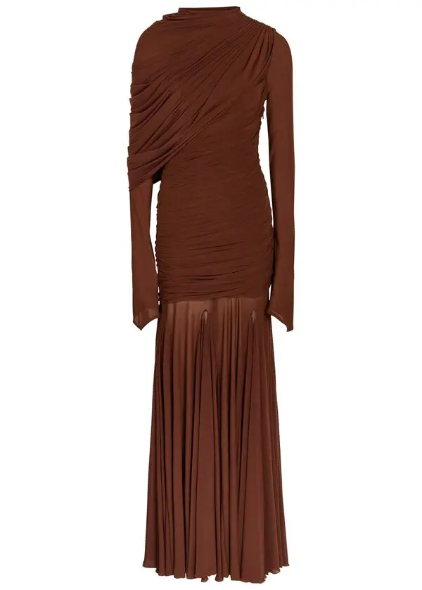 DEME The Oakland Draped Stretch-tulle Gown