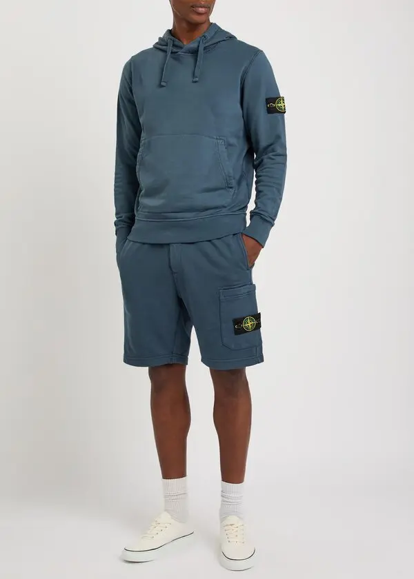 Stone Island Cotton Hooded Sweatshirt - Blue Dark