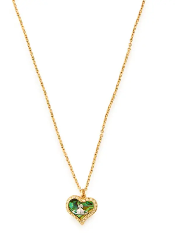 VIVIENNE WESTWOOD Petra Heart Pendant Necklace With Mother-of-pearl And Crystal Embellishments - Green