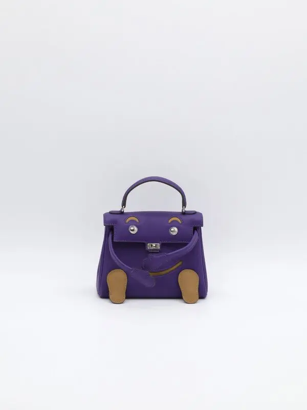 Hermès Kelly Doll Bag In Dune Swift Leather With Palladium Hardware - Purple