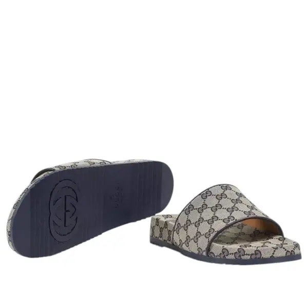 Gucci Gg Monogram Slide Sandal - Beige/blue