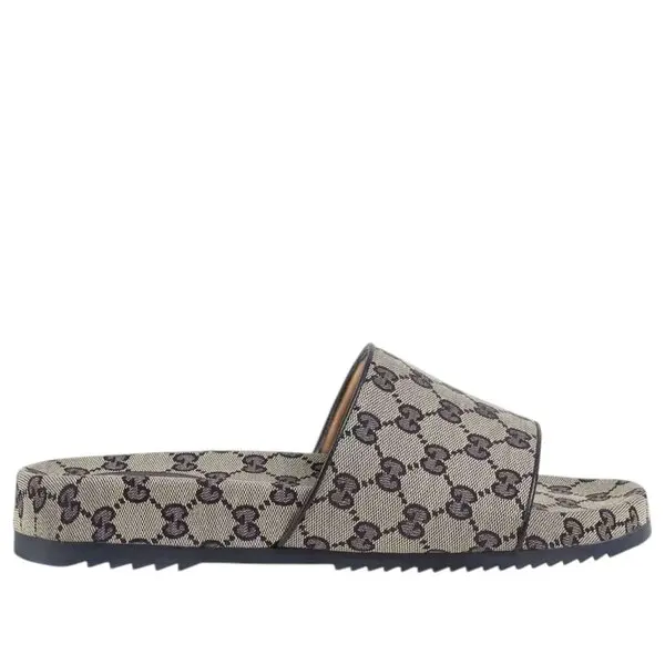 Gucci Gg Monogram Slide Sandal - Beige/blue
