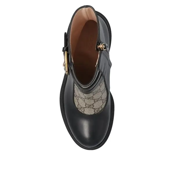 Gucci Buckles Ankle Boots 'black Beige