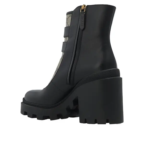 Gucci Buckles Ankle Boots 'black Beige