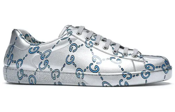 Gucci Ace Low Gg Monogram Sneakers - Silver/blue