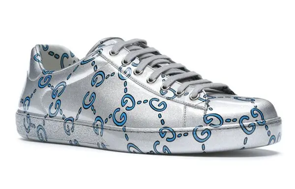 Gucci Ace Low Gg Monogram Sneakers - Silver/blue