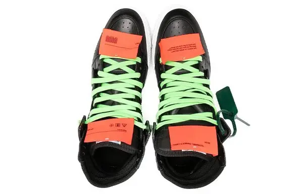 Off-White High Top Lace-up Sneakers - Black/orange/green