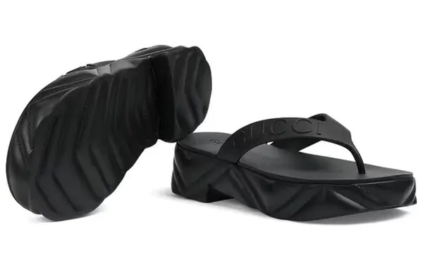 Gucci Thong Platform Sandal - Black