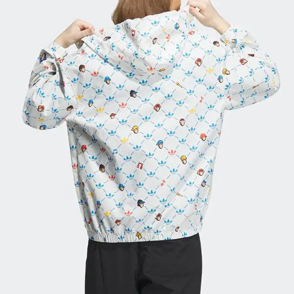 Adidas Originals X Monkey Kingdom Windbreaker Jacket 'white Multicolor