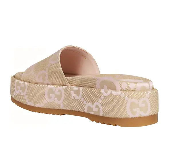 Gucci Platform Slide Sandal 'jumbo Gg Beige Light Pink