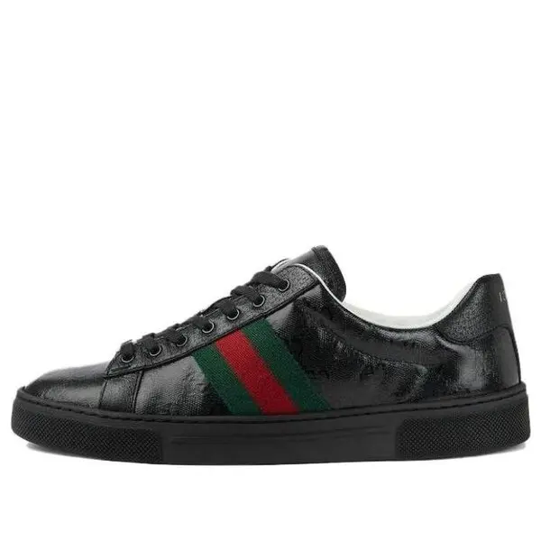 Gucci Ace Sneaker With Web Gg Crystal Canvas - Black