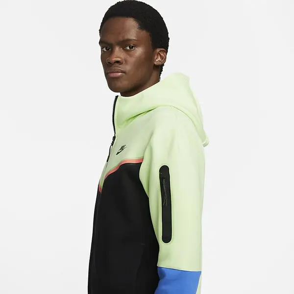 Nike Tech Fleece Full Zip Hoodie - Lime Ice/black/signal Blue