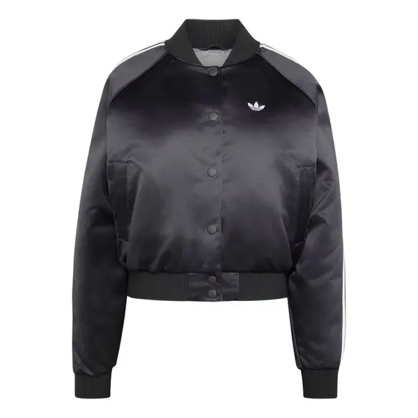 Adidas Satin Bomber Jacket - Black/white/grey Three