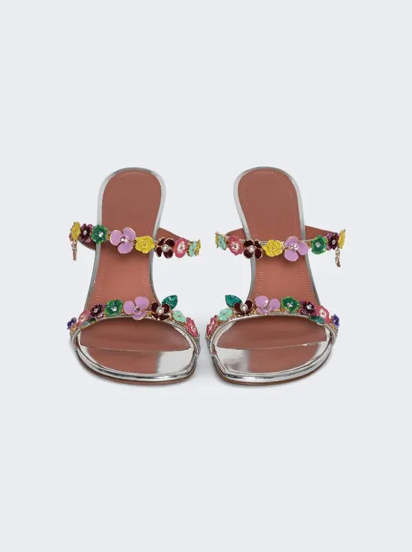 Amina Muaddi Vittoria Slipper Sandal Mirror + Flowers