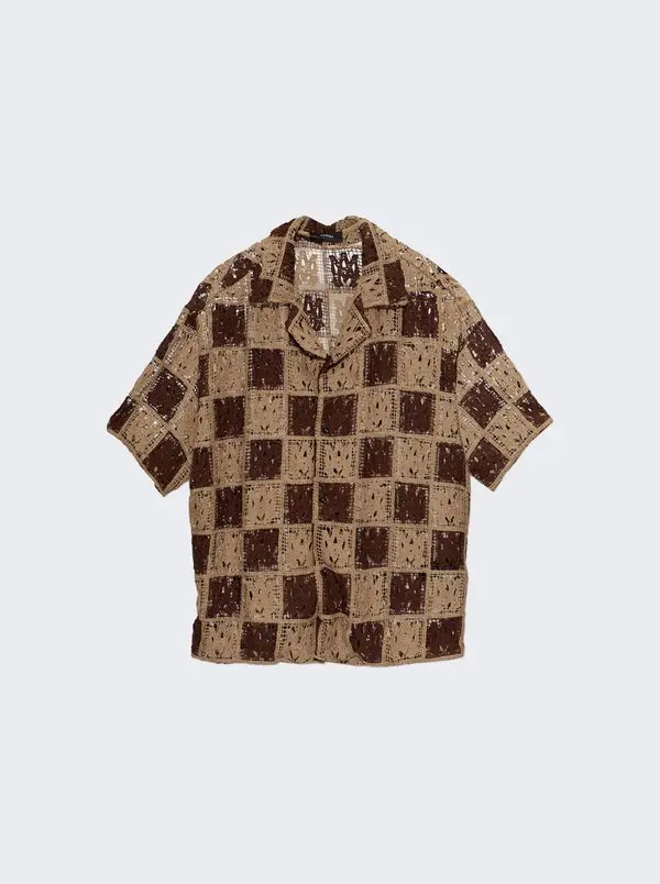 Amiri Ma Check Lace Camp Shirt Earth