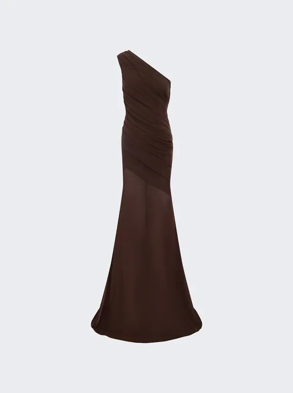 Alex Perry One Shoulder Gown In Power Mesh - Grey