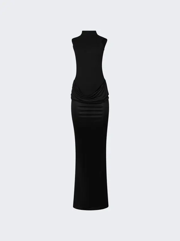 Burc Akyol Sleeveless Mock Neck Maxi Dress With Draping