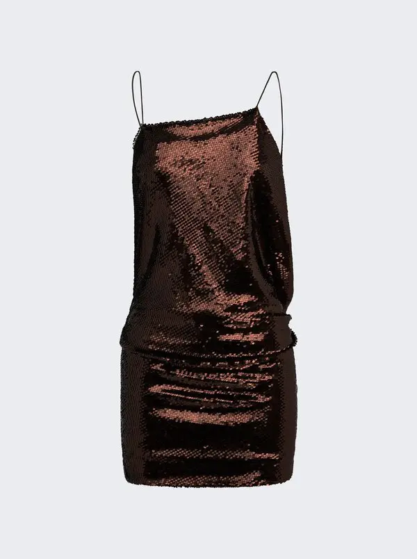 Alex Perry Draped Sequin Mesh Mini Dress - Brown