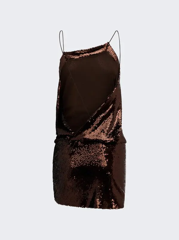Alex Perry Draped Sequin Mesh Mini Dress