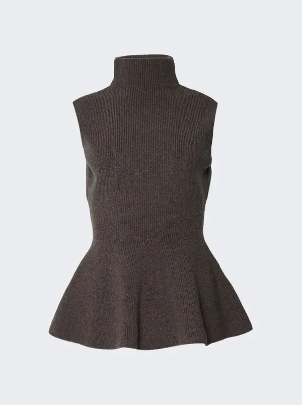 RÓHE Sculptural Sleeveless Knitted Top Melange - Brown